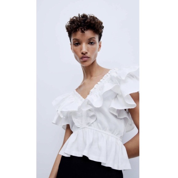 Zara | Tops | Contrasting Ruffle Top | Poshmark